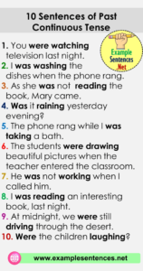 10 Sentences of Past Continuous Tense Examples - Example Sentences