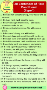 20 Sentences of First Conditional Type 1, First Conditional Examples ...