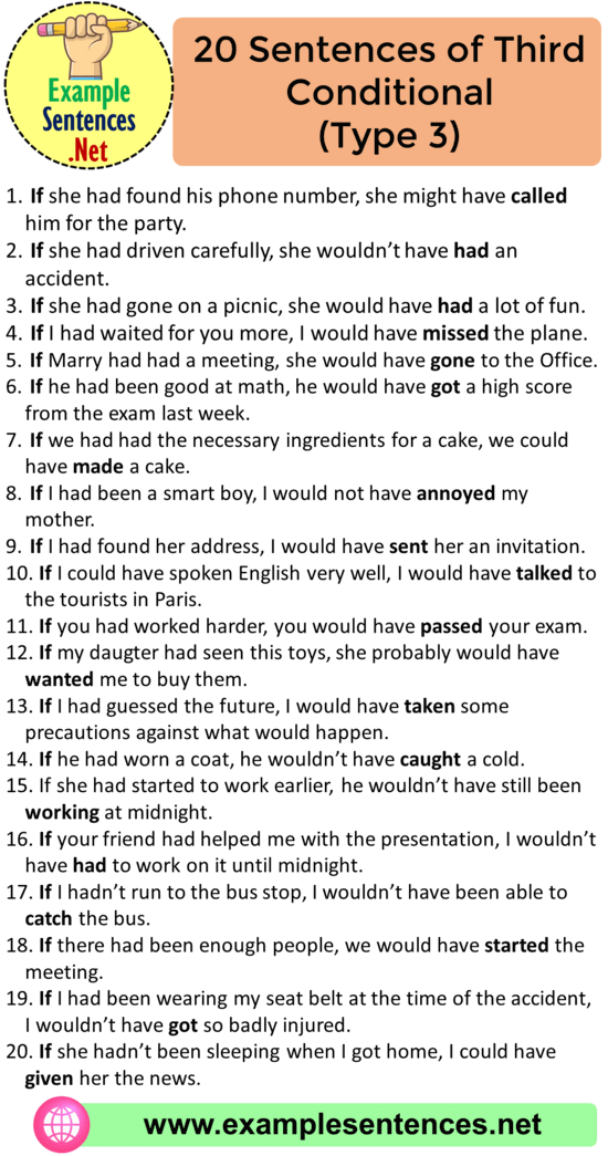 20 Sentences Of Third Conditional Type 3 Third Conditional Examples 