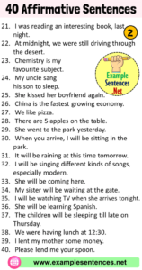 40 Affirmative Sentences, Affirmative Sentences Examples List - Example ...