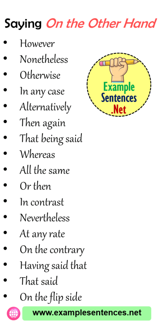 English Speaking Tips, Saying On the Other Hand - Example Sentences