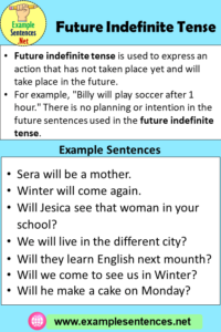 Future Indefinite Tense Sentences and Definition - Example Sentences
