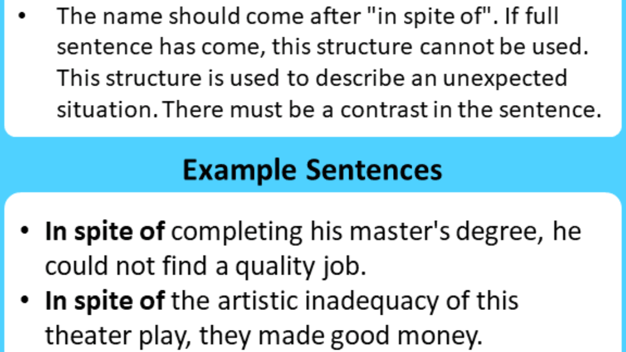 How To Use In Spite Of In English Definition And Example