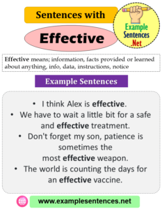 Sentences with Effective, Definition and Example Sentences - Example ...
