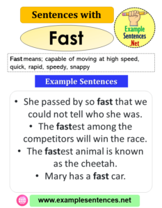 Sentences with Fast, Definition and Example Sentences - Example Sentences