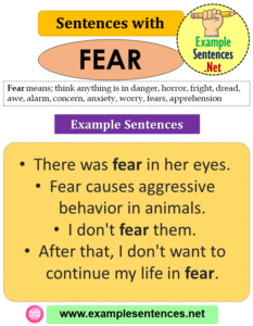 Sentences with Fear, Definition and Example Sentences - Example Sentences