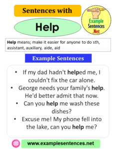 Sentences with Help, Definition and Example Sentences - Example Sentences