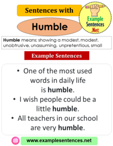 Sentences with Humble, Definition and Example Sentences - Example Sentences