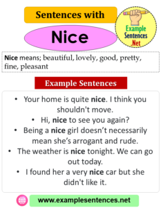 Sentences with Nice, Definition and Example Sentences - Example Sentences